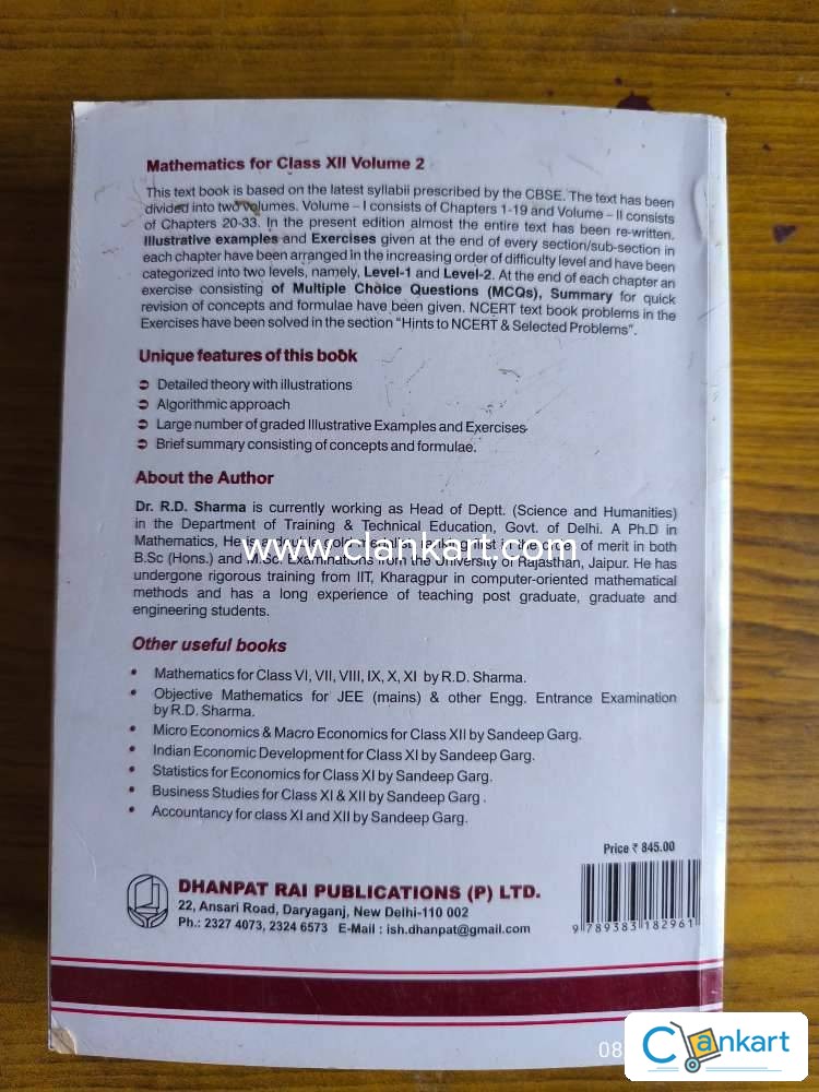 Buy 'RD Sharma Mathematics XII Vol.2' Book In Excellent Condition At ...