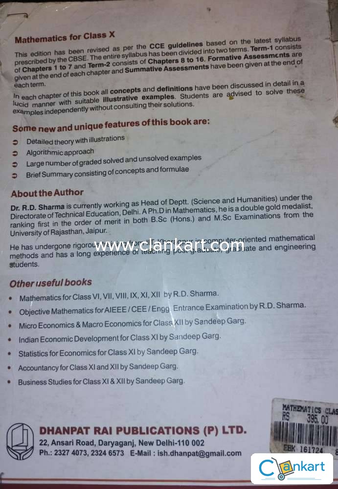 Buy 'Mathematics Class X RD SHARMA' Book In Excellent Condition At ...