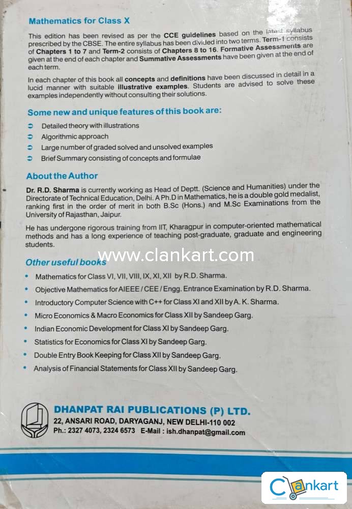 Buy 'RD Sharma - Class 10' Book In Excellent Condition At Clankart.com