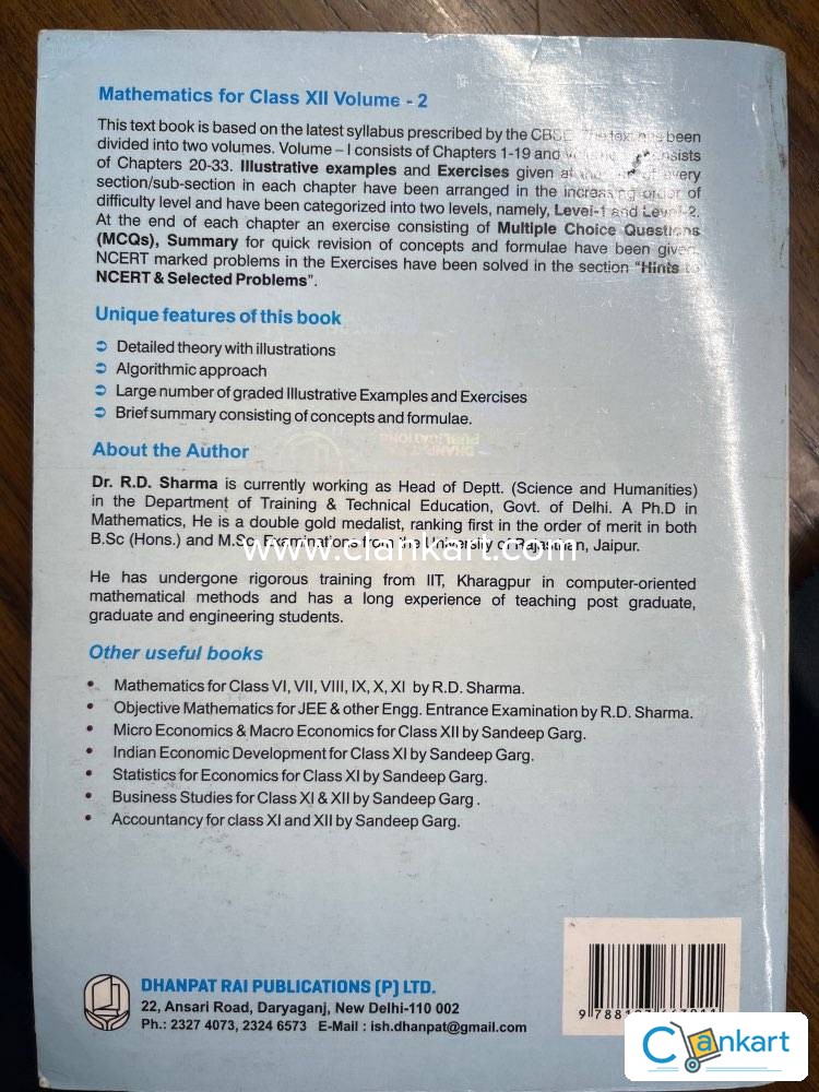 Buy 'RD Sharma Class 12 (Both Vol 1 And 2)' Book In Excellent Condition ...