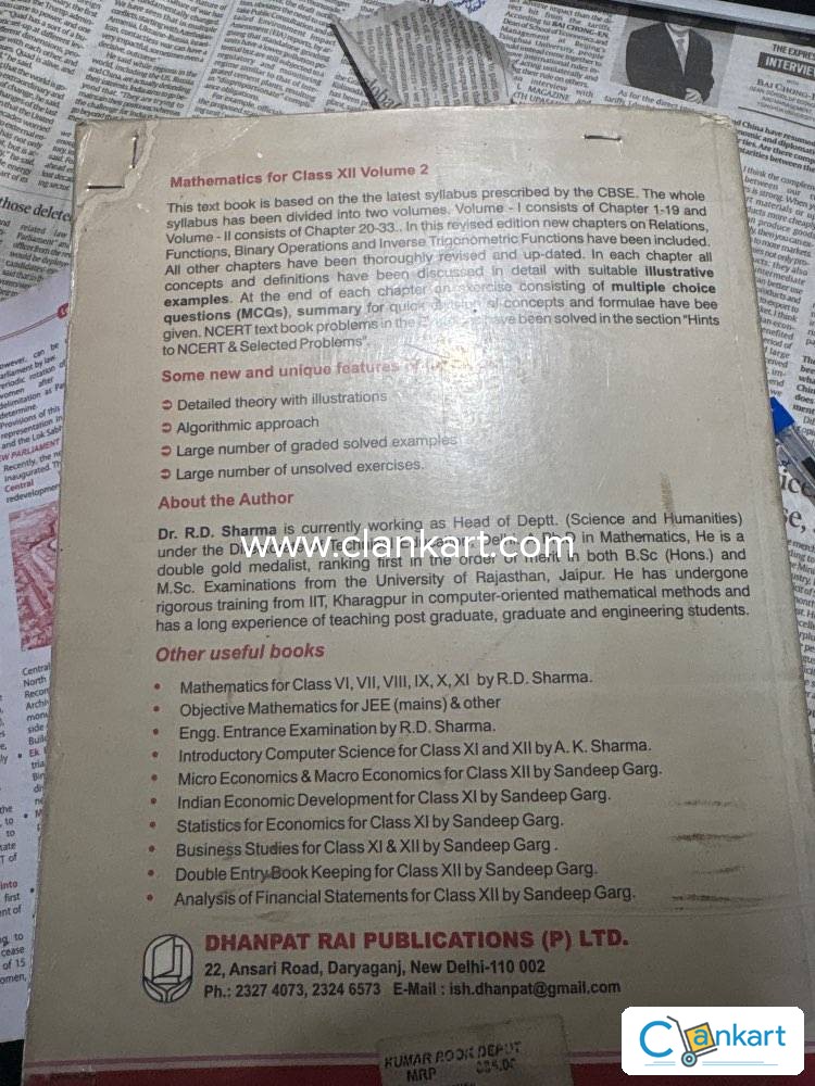 Buy 'RD Sharma' Book In Good Condition At Clankart.com