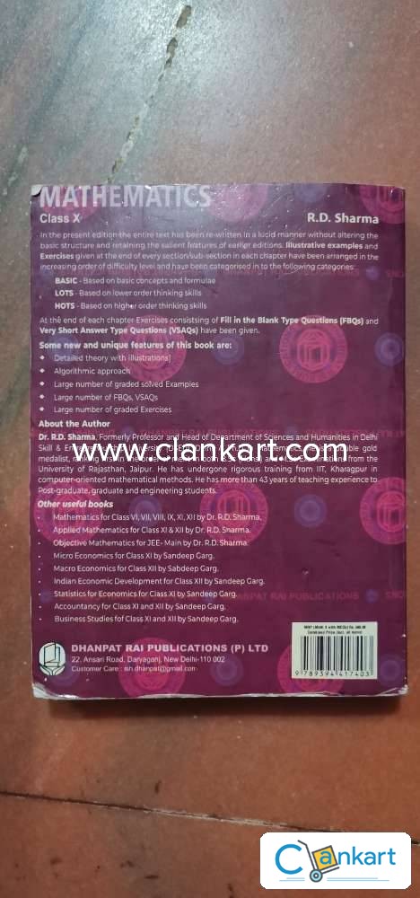 Buy 'RD SHARMA CLASS 10 MATHEMATICS' Book In Excellent Condition At ...