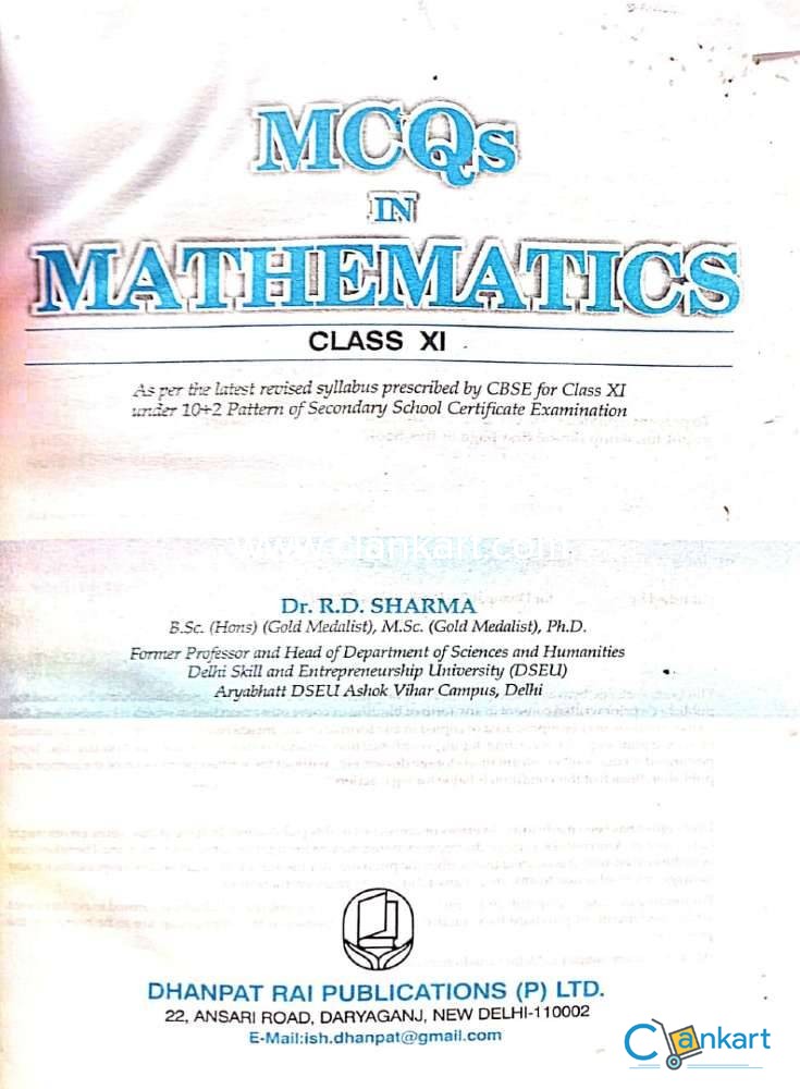 Buy 'R.d. Sharma Mathematics With MCQS By Dhanpat Rai Publication' Book ...