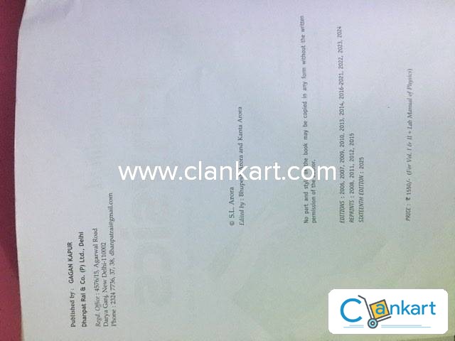 Buy 'Sl Arora Physics Class 12' Book In Excellent Condition At Clankart.com