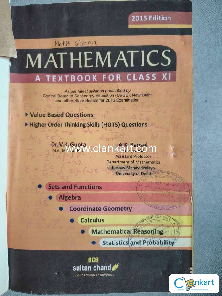 Buy 'SULTAN CHAND MATHEMATICS CLASS XI' Book In Good Condition At ...