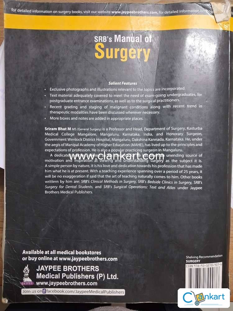 Buy 'SRB's Manuel Of Surgery' Book In Excellent Condition At Clankart.com