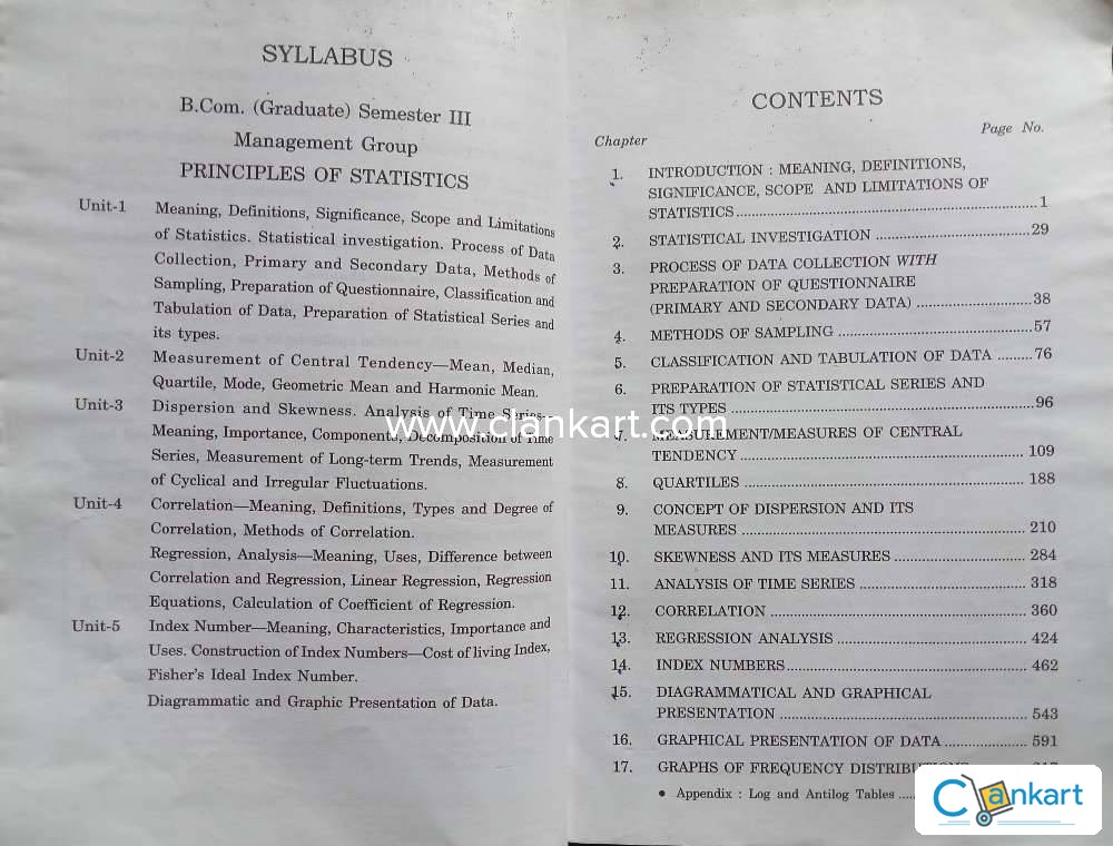 Buy 'Principles Of Statistics' Book In Fair Condition At Clankart.com