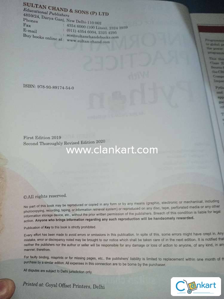 Buy 'Informatics Practices With Python: Textbook For CBSE Class 12 (Edition 2020)' Book In ...