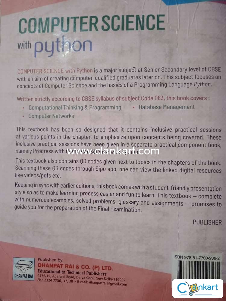 Buy 'Computer Science With Python Textbook And Practical Book For Class 12 (Examination 2020 ...