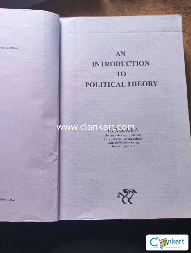 Buy 'An Introduction To Political Theory' Book In Excellent Condition ...
