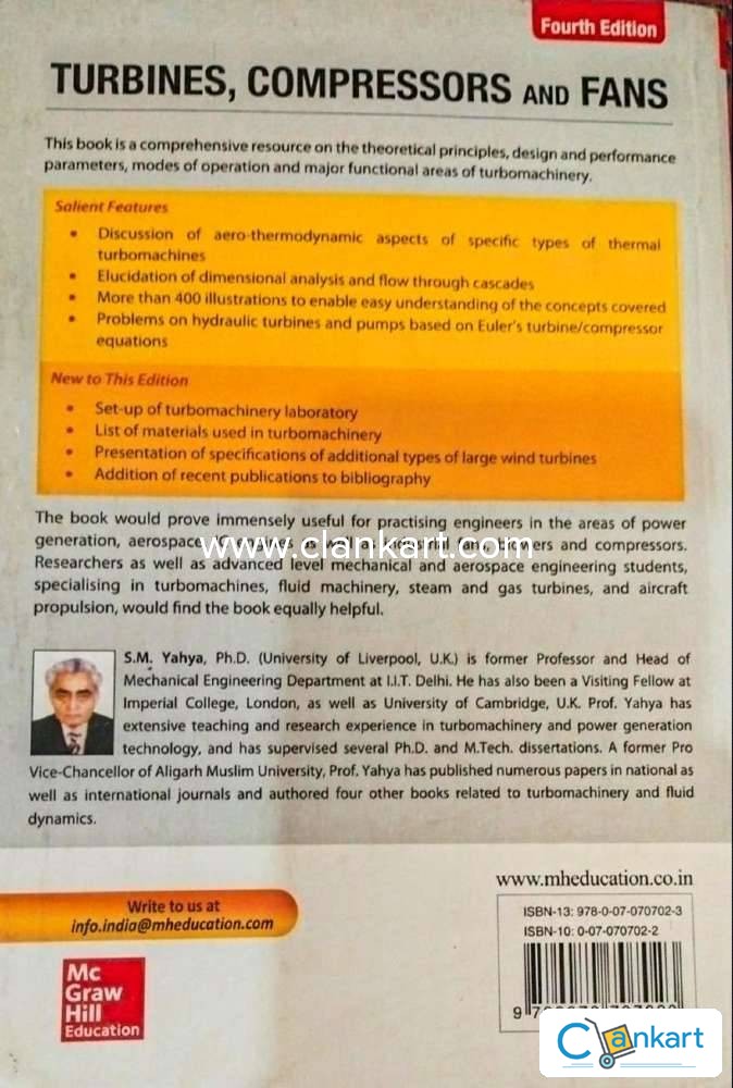 Buy 'Turbines Compressors And Fans Book By Yahya' Book In Excellent ...