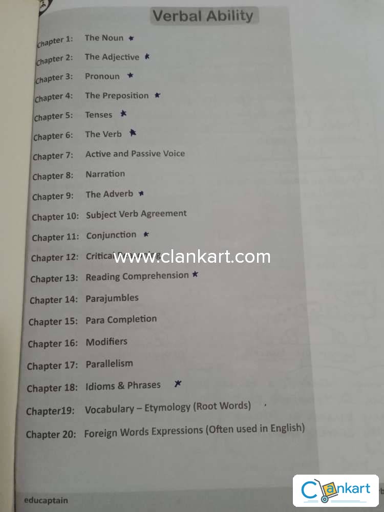 Buy 'Verbal Ability Educaptain' Book In Excellent Condition At Clankart.com