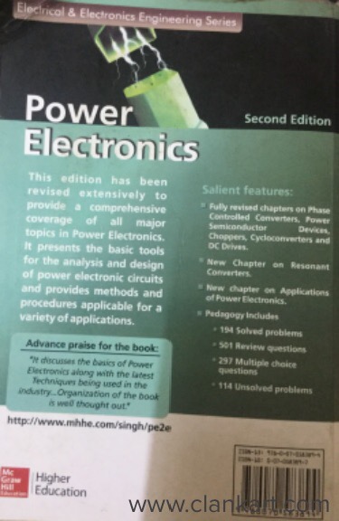 Buy 'Power Electronics ' Book In Excellent Condition At Clankart.com